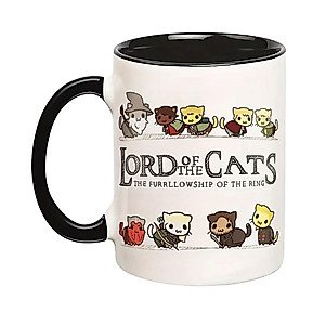 Eisfiel Lord Of The Cats Mug, The Furrllowship Of The Ring, Cat Lovers Coffee Mug 11oz, Funny Cat Novelty Gifts for Women Men Dad Mom Boy Girl, Ceramic Tea Cup for Coffee, Tea and Hot Drinks
