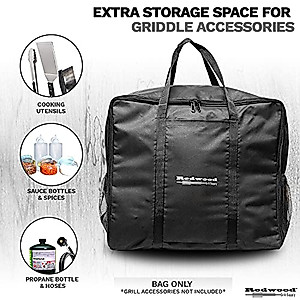 Portable 22" Hooded Griddle Carry Bag for Blackstone 22 Inch Griddle and Similar Table Top Grills, Includes Deluxe Storage Pockets for BBQ Toolkit Accessories, Utensils and Squeeze Bottles