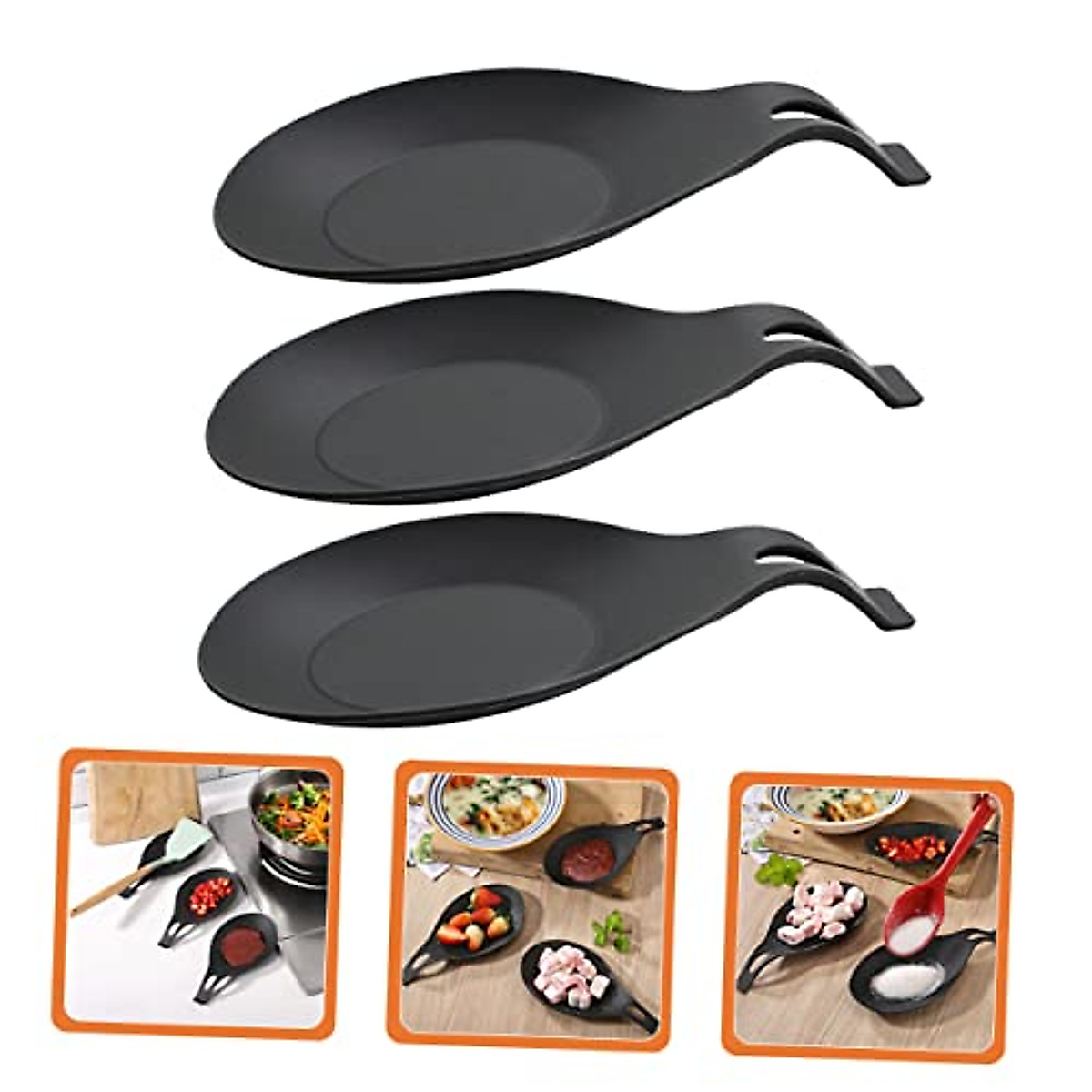 DOITOOL 3pcs Silicone spoon rest cooking accessories utensil rest plate teapot spoon rest cooking spoon holder kitchen spoon rest silicone spoon holder utensils Simple tea spoon