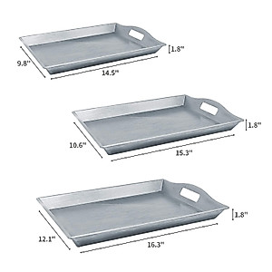 Set of 3 Large Serving Trays w/Handles Nesting Breakfast Serving Trays Afternoon Tea Tray Decorative Rectangular Display Tray Set Nested Food Tray Butler Serving Tray for Kitchen Party Dinner Snack