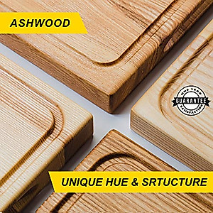 Extra Large Wood Cutting Board Large Wooden Cutting Boards for Kitchen 18x12x1.5 Butcher Block Countertop Wood Chopping Board Smak Ash Wood Bread Meat Cheese Cutting Board Serving Charcuterie Board