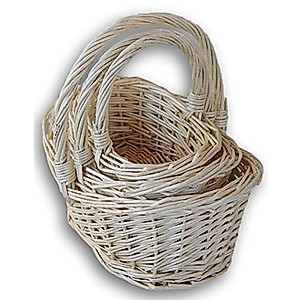 Daisy Crafts Small Baskets with Handles Nesting Wicker for Wedding, Produce, Crafts, Easter -Set of 3 Sizes