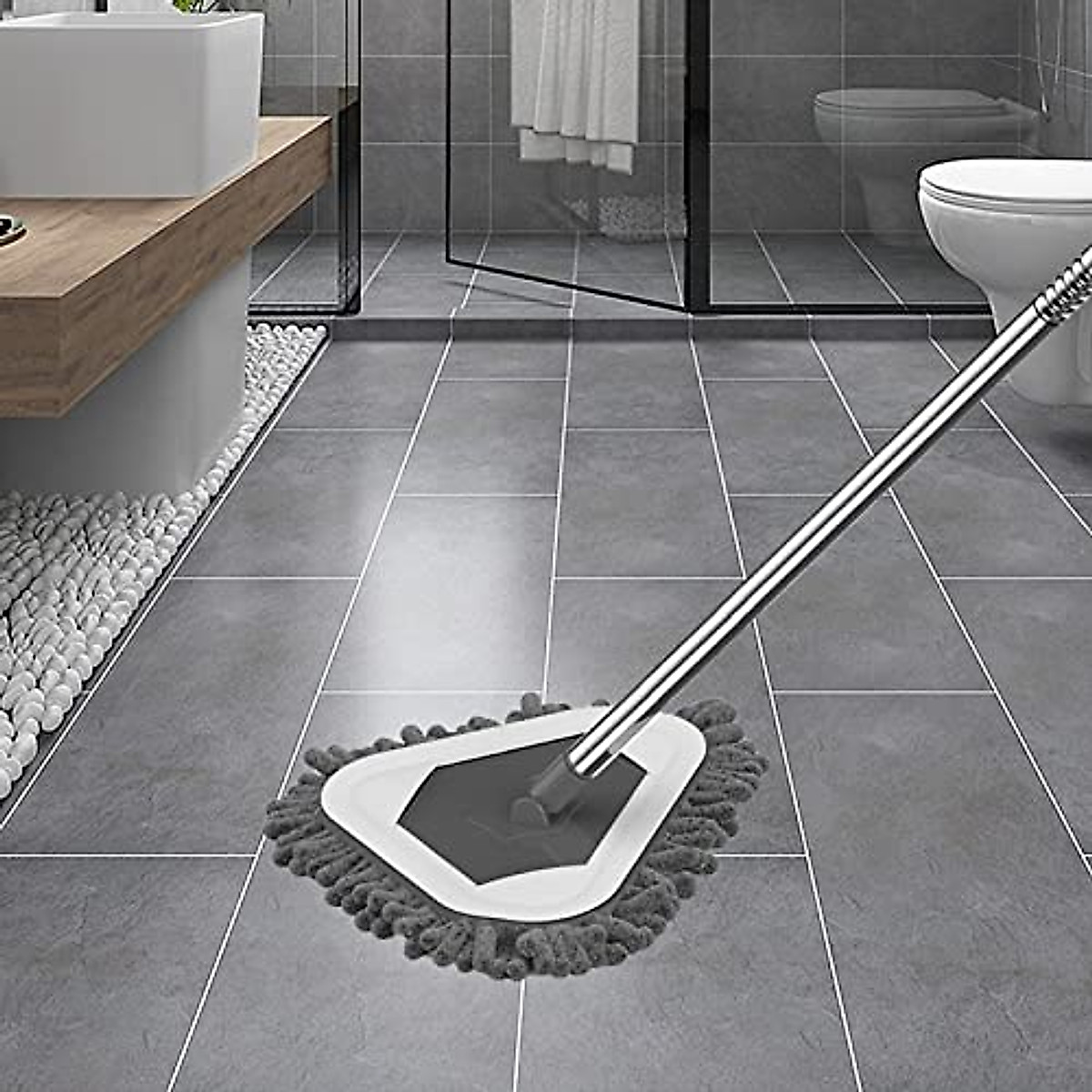 Chenille Triangles Mop,180 Degree Rotatabl Triangular Cleaning Mop Home Wall Ceiling Floor Cleaning Mop for Home Floor,Bathtub,Toilet,Mirror,Glass