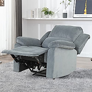 CANMOV Manual Recliner Chair, Soft Fabric Overstuffed Recliner Single Sofa Chair for Living Room, Heavy Duty and Safety Reclining Mechanism (Gray)