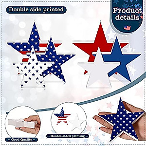 Jetec 3 Pieces 4th of July Wooden Star Signs Patriotic Wooden Star Patriotic Star Freestanding Table Signs Decoration for Independence Day Home Decoration Holiday (Simple Style)