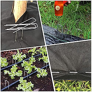 Landscape Staples Zevlux Garden Staples 4 Inch 100 Pcs Galvanized Heavy-Duty Sod Pins Anti-Rust Fence Stakes for Weed Barrier Fabric, Ground Cover, Irrigation Tubing, 12 Gauge, 100 Pcs