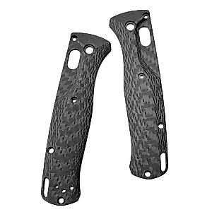Aibote 1 Pair Full 3K Carbon Fiber Handle Scales Replacement Grips Designed for Benchmade Bugout 535 DIY Tool Handles Patch