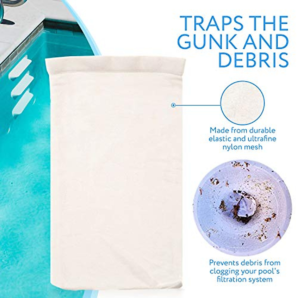 IMPRESA 10-Pack of Pool Skimmer Socks - Excellent Savers for Filters, Baskets, and Skimmers - The Ideal Sock/Net/Saver to Protect Your Inground or Above Ground Pool