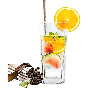 Dtocs 100 Pc. Elegant Bamboo Straw Look Coconut Leaf Disposable Straws | Long Unwrapped Biodegradable Smoothie, Cocktail, Coffee Compostable Straw Alternate to Wooden, Paper, Plastic & Reusable Straws