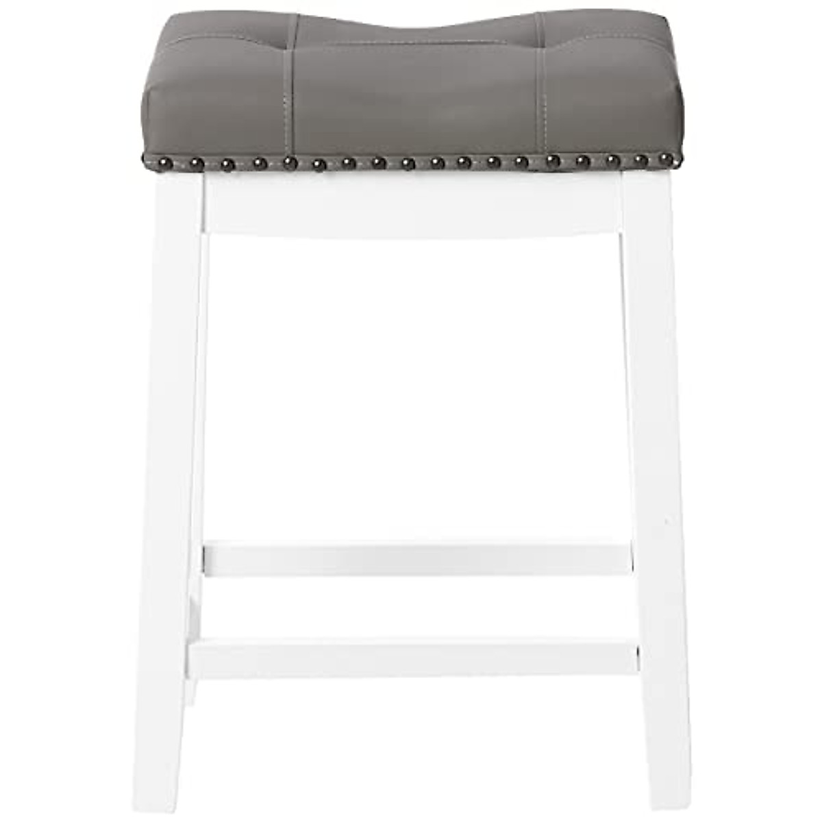 Angel Line Cambridge bar stools, 24" Set of 2, White with Gray Cushion