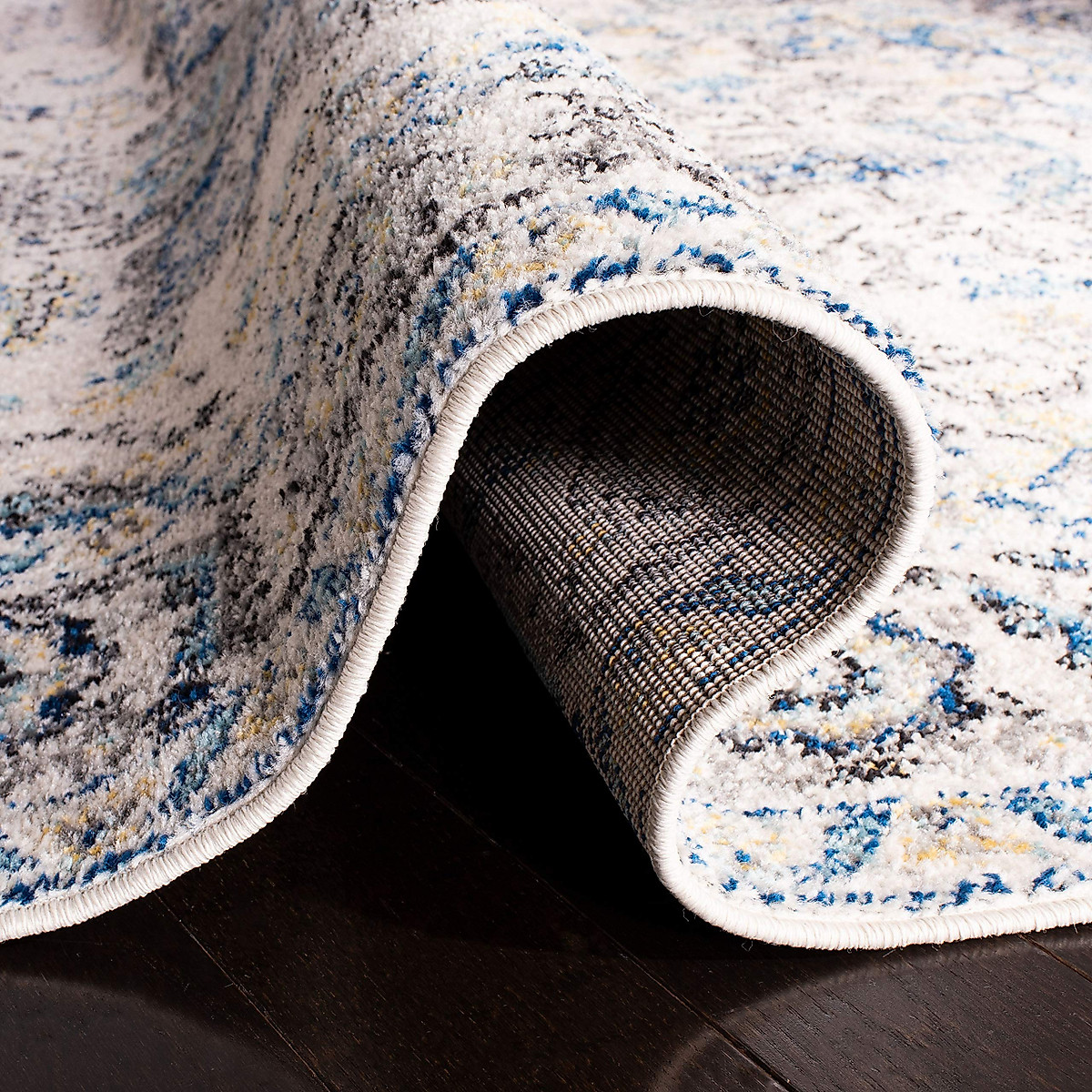 SAFAVIEH Madison Collection Area Rug - 9' x 12', Grey & Ivory, Snowflake Medallion Distressed Design, Non-Shedding & Easy Care, Ideal for High Traffic Areas in Living Room, Bedroom (MAD603F)