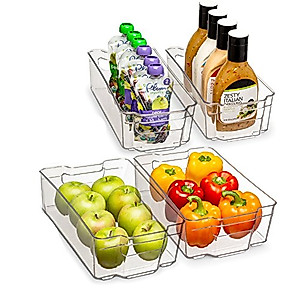 Home Basics Clear Acrylic Food Storage Container Bin for Fridge Freezer or Pantry, Stackable with Handles. Organize Fruit, Vegetables, Yogurt, Snacks, Pasta, Extra Large, 8” x 14"