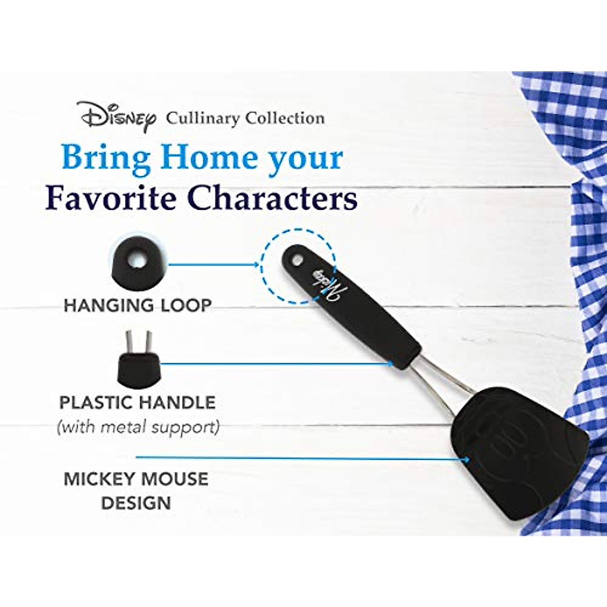 Disney Mickey Mouse Silicone Turner - This Mickey Mouse Disney Spatula is Ideal for Turning Food - Perfect for any Disney Fan - Black, Measures 11 Inches