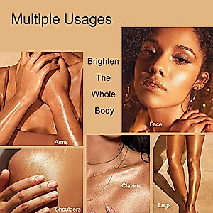 Liquid Body Luminizer, Bronze Highlighter All In One Makeup Illuminator, Smooth Shimmer Body Oil Glow Waterproof For Face & Body, Long Lasting Moisturizing (#03 Glistening Bronze)