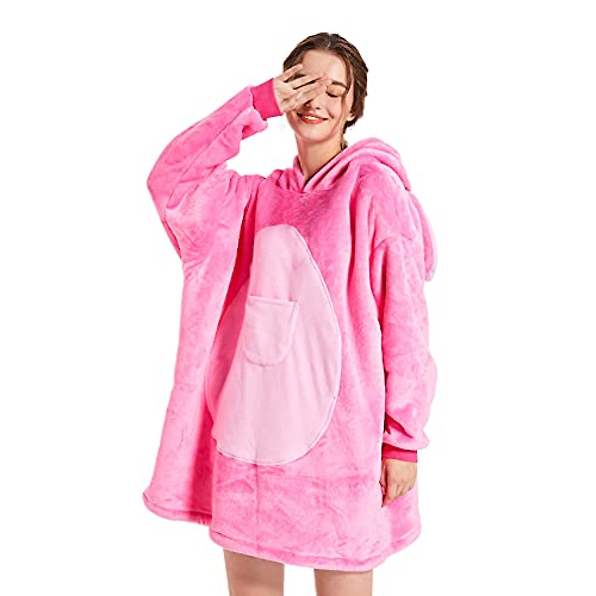 Oversized Hoodie Blanket For Women Animal Sweatshirt hooded for Adults Wearable Blanket with Front Pocket Pouch(One Size)