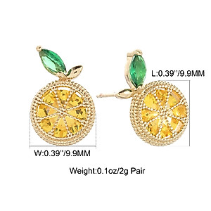 Orange Lemon Stud Earrings for Women Fruit Earrings for Women Girls 925 Silver Post 14K Gold Plated Stud Gifts for Women Lightweight Birthday Valentine's Day Mothers Day Christmas Gift
