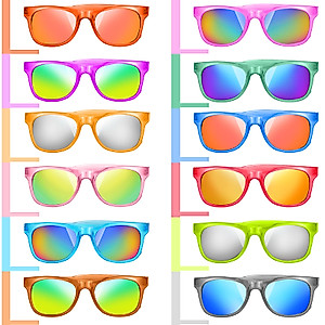 12 Pack Kids Sunglasses Party Favors with UV400 Protection, 12 Colors Neon Sunglasses in Bulk for Boys Girls Birthday, Beach, Graduation, Summer Pool Party Supplies, Goody Bag Stuffers, Classroom Gift