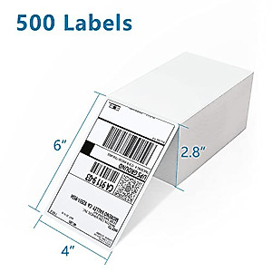 JADENS Thermal Labels 4x6-500 Labels, Compatible with Rollo, Brother, Zebra and Most Thermal Printer, Perforated, Commercial Grade, Doesn't Compatible with Dymo