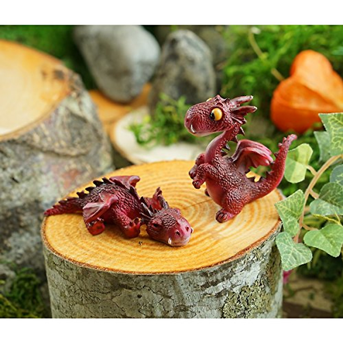 Top Collection Miniature Fairy Garden and Terrarium Mini Dragon Statue, Red
