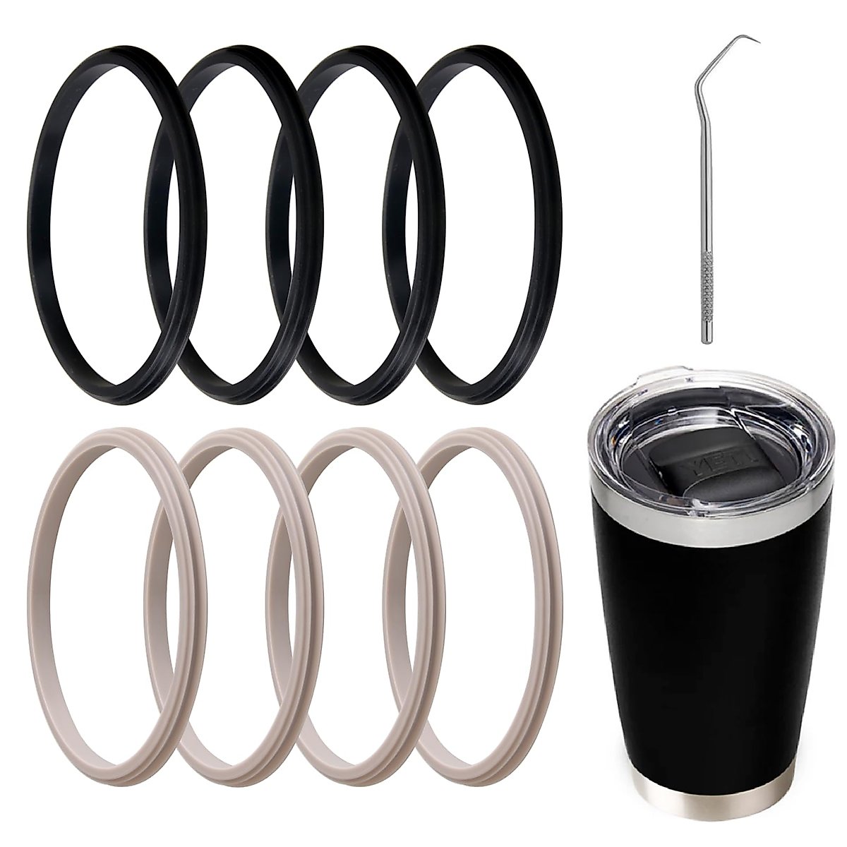 Generic 8 Pack Suitable for 20 oz yeti rubber seal replacement,Suitable for Yeti Rambler、Chillout、Rtic、Hogg、Beast、Mossy Oak、Ozark Trail Brand mugs, 1, WFGSADWSA060