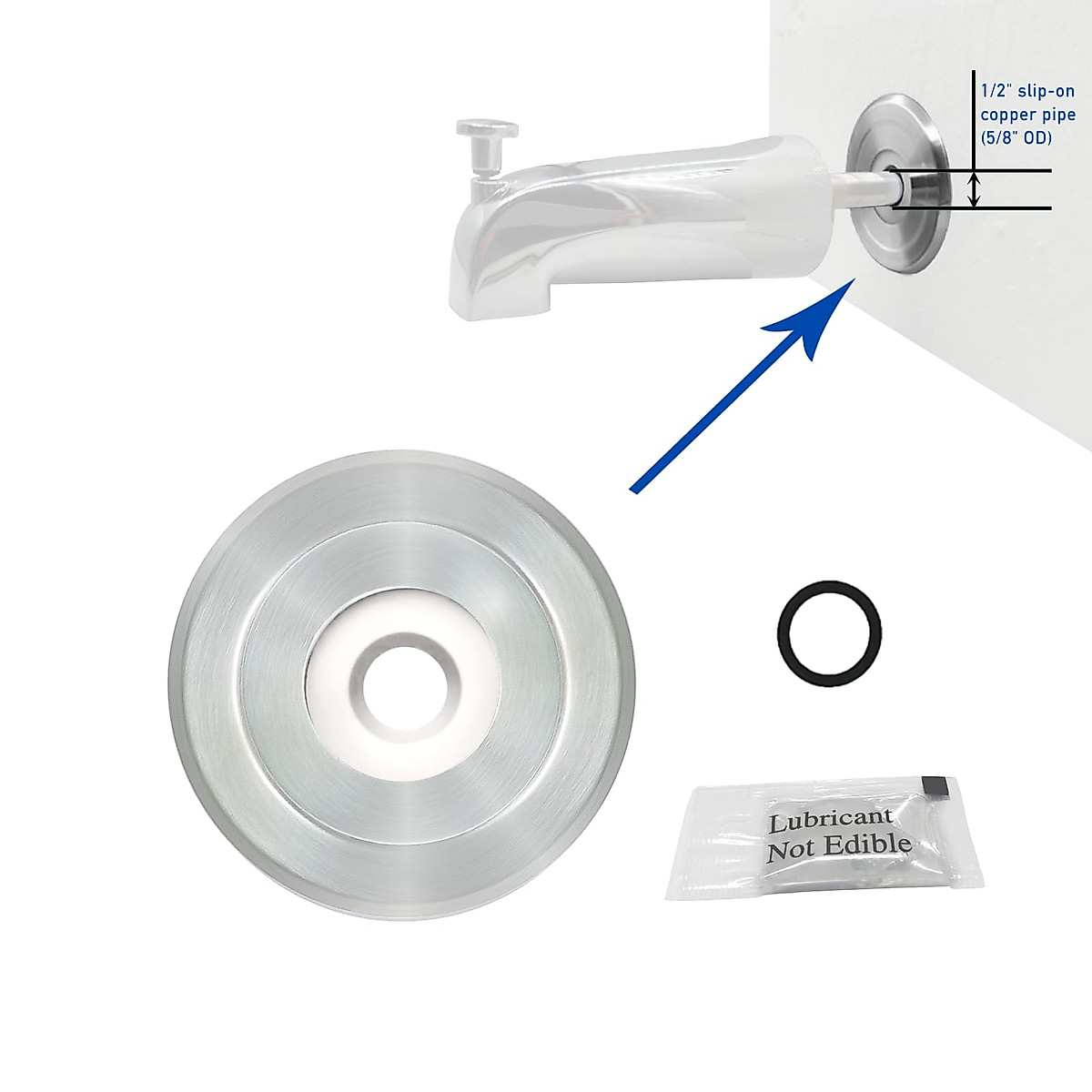 Welvzen 1/4" Spacer for Tub Spout, Flange Trim Ring for Bath Faucet, Eschutcheon Cover Plate for Spigot with Split PP Blocking Water, Shower Pipe Remodeling Sealer for Bathroom(SUS304-Brushed)