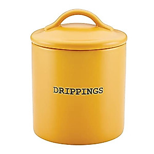Ayesha Curry Kitchenware Ceramics Bacon Grease Jar/Container, 21 Ounce, Mustard