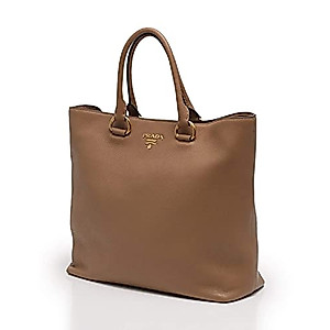 Prada Women's Brown Vitello Phenix Shopping Tote Top Handle Bag Shoulder Bag 1BG865