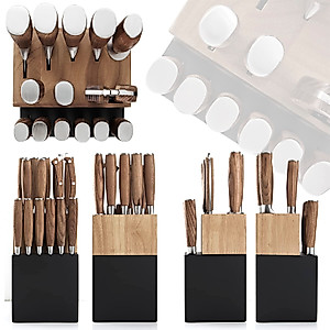 Kangdelun Natura Series 15 PCS Knife Block Set, Ultra Sharp High Carbon Stainless Steel with Wooden Handle