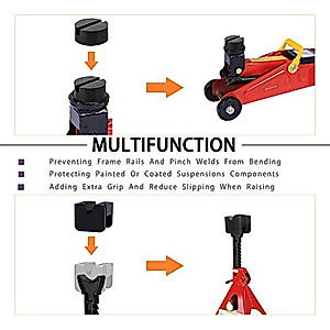 HXXF 2 Types Jack Stand Pads Adapter 4 Ton Universal Rubber Slotted Frame Rail Pinch welds Protector for Jack Stand (Black)