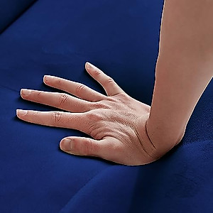 SYING88 Modern Velvet Convertible Futon Sofa and Comfortable Memory Foam Futon Couch Sofa Bed with Arms and 2 Pillows for Living Room Bedroom(Blue)