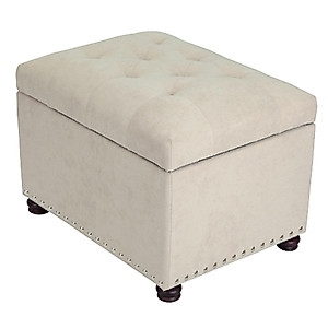 Joveco Storage Ottoman Rectangular Fabric Organization Tufted Bench Footrest for Living Room Bedroom (Beige)