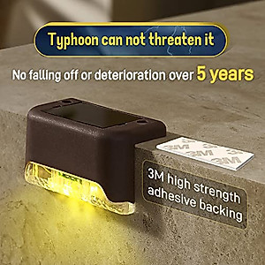 CHOWERFLY Solar Deck Lights 4 Pack Outdoor Waterproof Led Patio Fence Step Stairs Decorate Illumination Garden Dackyard Landscape Terrace Armrest (Warm White)