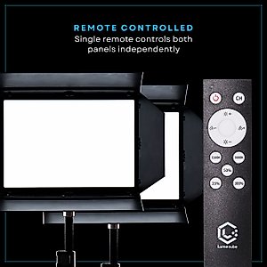 Lume Cube Studio Panel 2-Point Lighting Kit | Edge Lit LED Bicolor Light Panels 3200k - 5600k | Rechargeable Lithium Battery, Adjustable Color, Brightness, 70" Stands, Wireless Remote Included