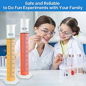 Akamino 4 Packs 500ml Plastic Graduated Cylinder,Transparent Measuring Cylinder Set with Pour Spout, 2-Sided Making Plastic Lab Test Tube for Science Projects, Laboratory Supplies