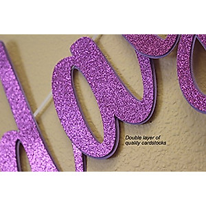 All About Details Happy Birthday Cursive Banner (Purple)