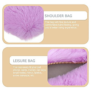 TENDYCOCO Heart Shaped Clutch Purse Faux Fur Shoulder Bag Crossbody Bag Fluffy Handbag (Violet)