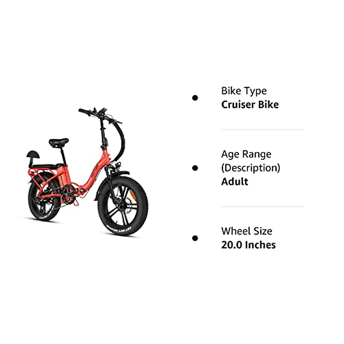 Rattan 750W Electric Bike for Adults 48V 13AH Removable Battery Foldable Electric Bikes LM/LF Pro Ebike 20" x 4.0 Fat Tire Electric Bicycles 2 Seater (LF RED, Standard)