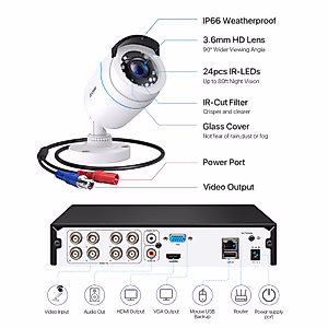 ZOSI H.265+ Full 1080p Home Security Camera System,5MP 3K Lite 8CH CCTV DVR Recorder with AI Human Vehicle Detection, 4 x 2MP Weatherproof Surveillance Bullet Camera Outdoor 80ft Night Vision (No HDD)