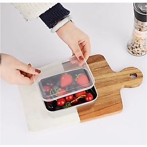 KNC 4 Pieces Stainless Steel Food Storage Containers Clear Lid, Refrigerator Fresh-keeping Airtight Leak Proof Stackable Box for Camping Trip Picnic Soup Salad Leftover, silver, HMC25