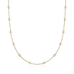 Ross-Simons 14kt Gold Bezel-Set Diamond Station Necklace
