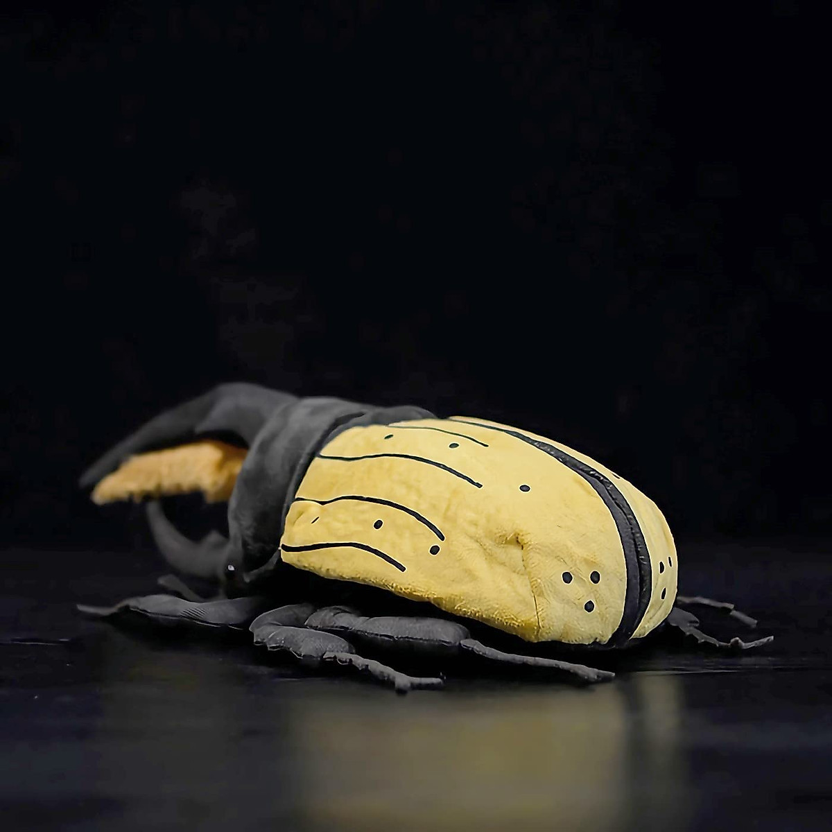 Nohito 9.8'' Realistic Insect Plush Toy Soft Stuffed Animal Simulation Bug Pillow Horned Hercules Coleoptera Insect Isopod Toys Doll (9.8'', Black and Yellow)