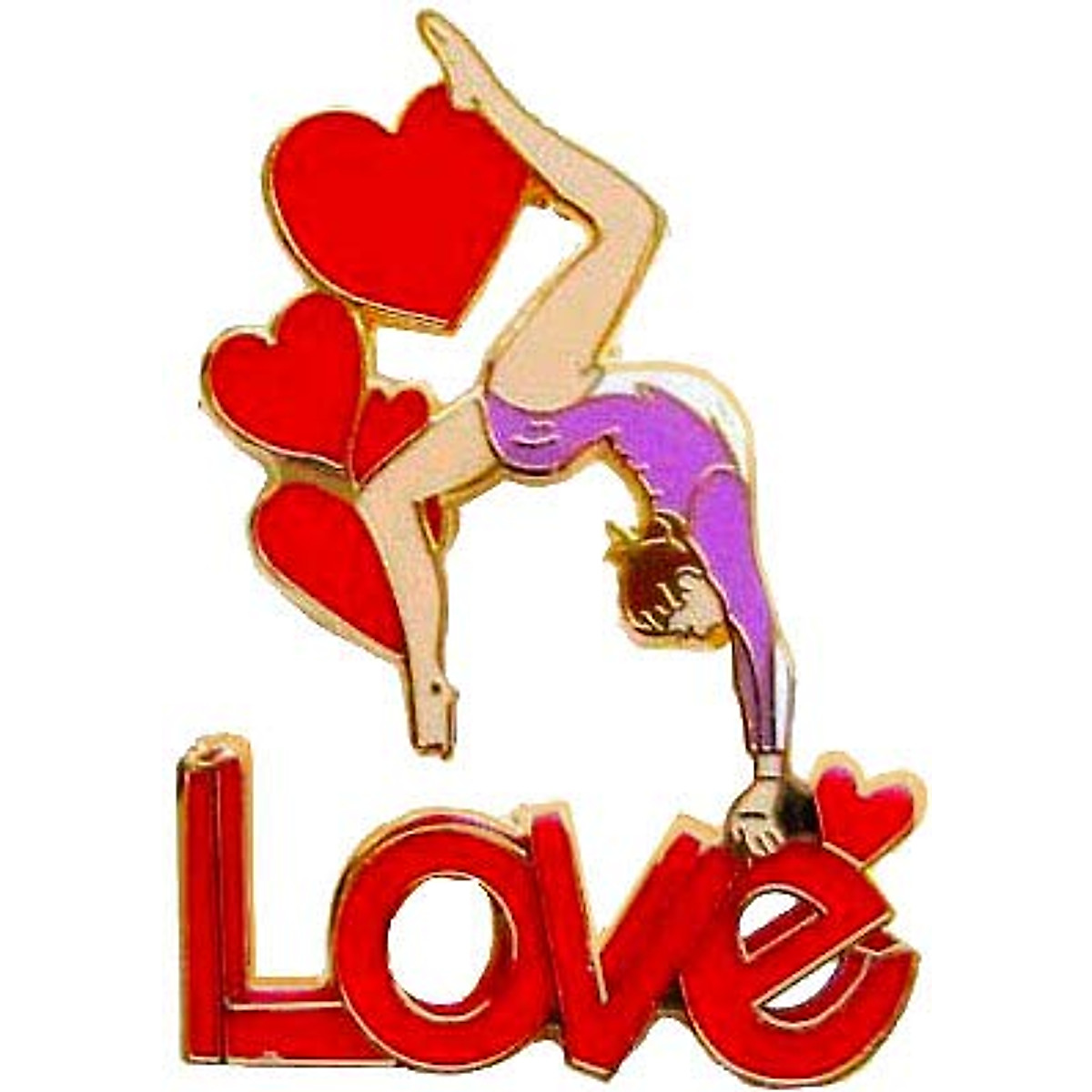 Love Hearts Gymnastics Pin - #1946