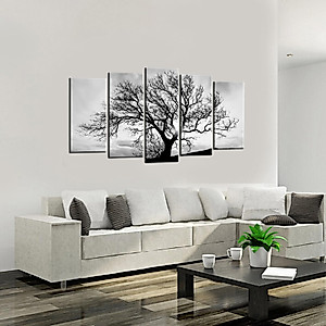 LevvArts - Black and White Tree Canvas Art,Great Sunset Shot Pictures Print on Canvas,Modern Home Decor,Large Size