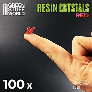 Green Stuff World GSWD-1281 Clear Resin Crystals, Red, Small Size, 100 Pieces, Diorama Material