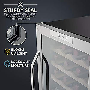 Ivation 28 Bottle Compressor Wine Cooler Refrigerator w/Lock | Large Freestanding Wine Cellar For Red, White, Champagne or Sparkling Wine | 41f-64f Digital Temperature Control Fridge Stainless Steel