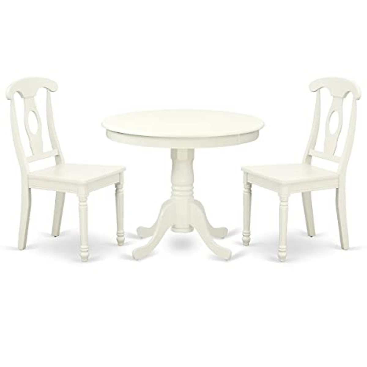 East West Furniture ANKE3-LWH-W Dining Room Table Set, 3-Pieces