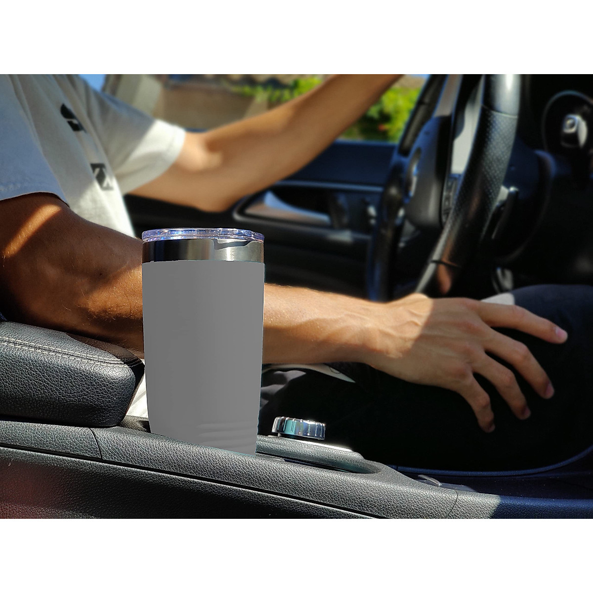 LaserGram 20oz Vacuum Insulated Tumbler Mug, Lineman, Personalized Engraving Included (Gray)