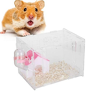 Hamster Single Layer House, Single Layer Pet Cage Transparent Hamster Cage, Hamster Supplies with Feeding Basin Acrylic Aquarium Aniamals Pets for Fish Tank(Small)