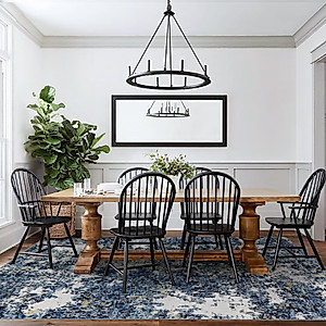 8x10 Area Rug for Living Room Bedroom: Large Washable Rug with Anti-Slip Backing Non-Shedding Stain-Resistant Soft Abstract Carpet for Dining Room Nursery Home Office (Blue/Multi)