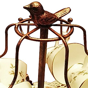 Creation Core Vintage Bronze Iron Coffee Cup Holder Storage Premium Rustic Tea Mug and Saucer Display Rack Holds 6 Cups